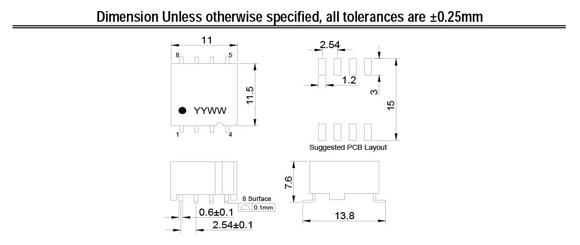 100M Network Transformer SMD 8PIN | Dimud Connectors & Cables