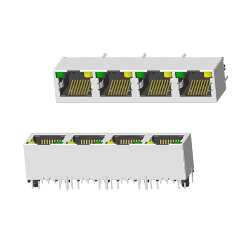 RJ45 52T 1X4 TAB-UP with lights and shielding【RJ45 socket】|Dimud ...